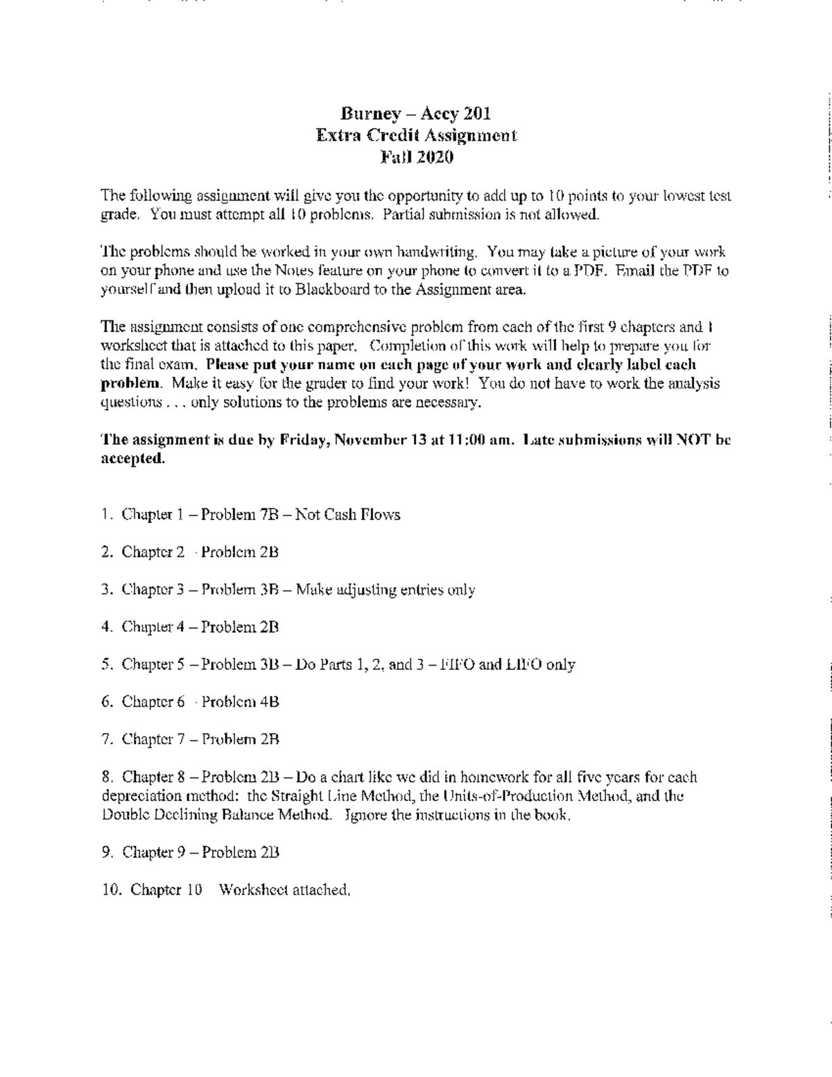 Extra Credit Assignment - Accy 201 - Studocu