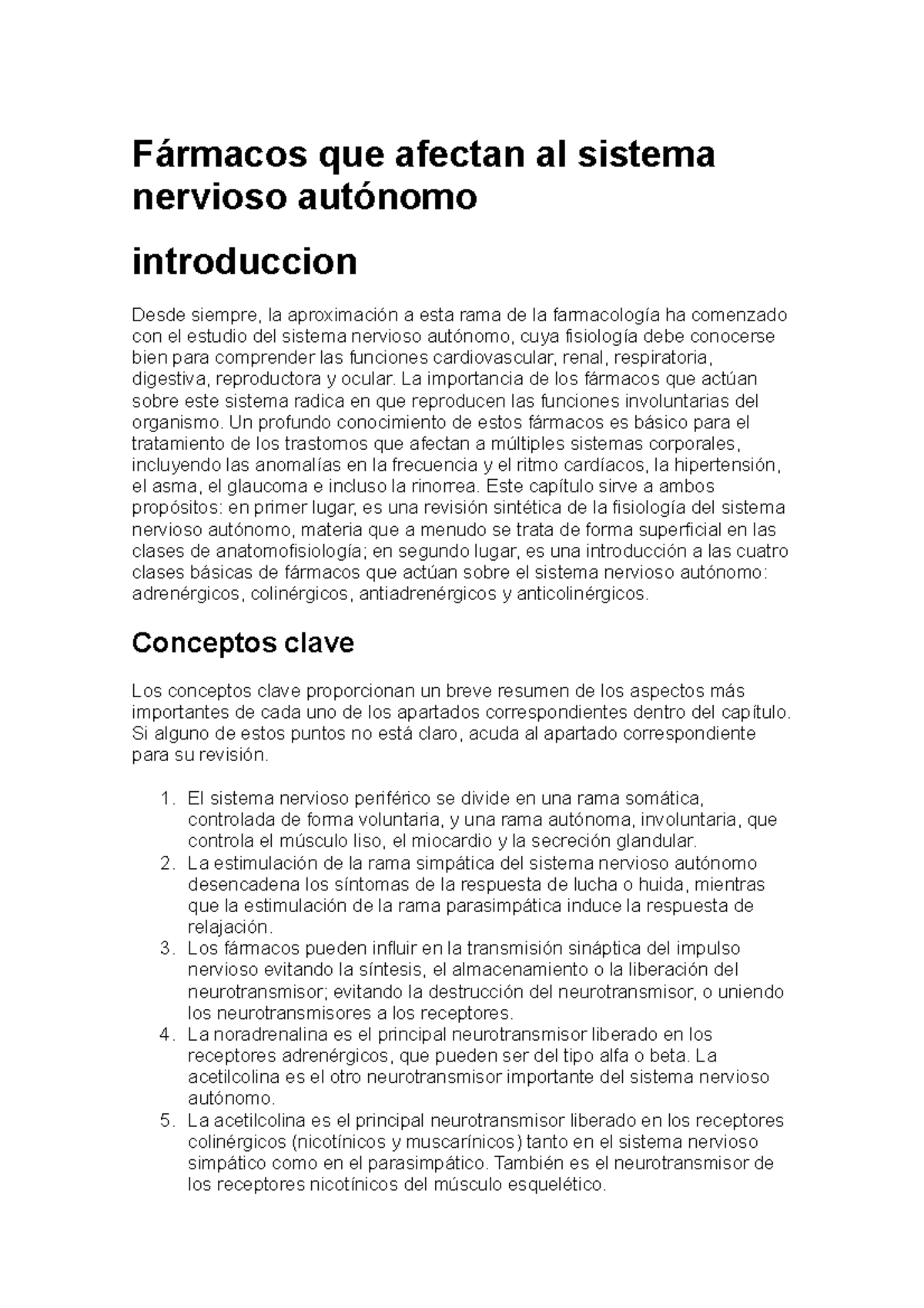 Fármacos que afectan al sistema nervioso autónomo - Fármacos que afectan al sistema nervioso ...