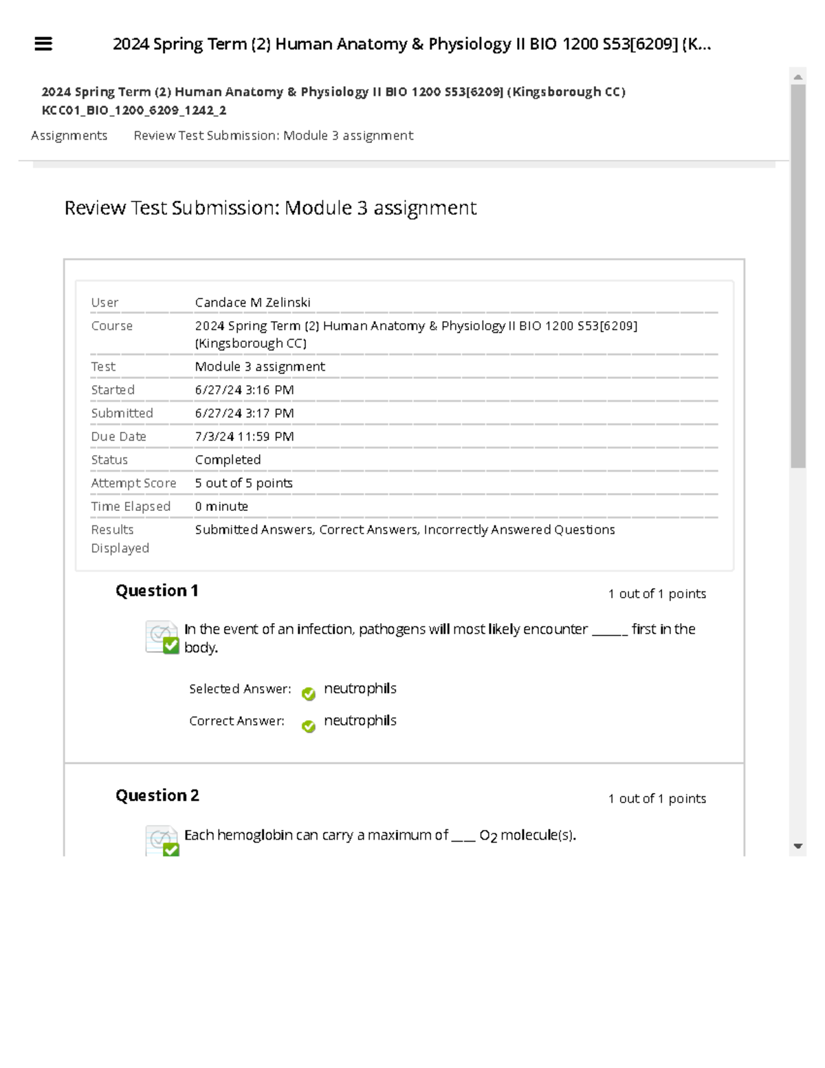 Review Test Submission Blood assignment – 2024 - 2024 Spring Term (2 ...