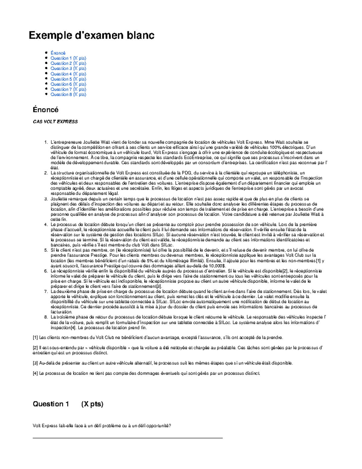 Exam pratique - exam - 1. 2. 3. 4. 5. 6. 7. 8. Exemple d'examen blanc Énoncé Question 1 (X pts ...