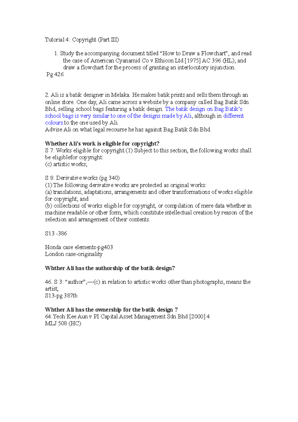 Tutorial 4 - intellectual property - Tutorial 4: Copyright (Part III ...