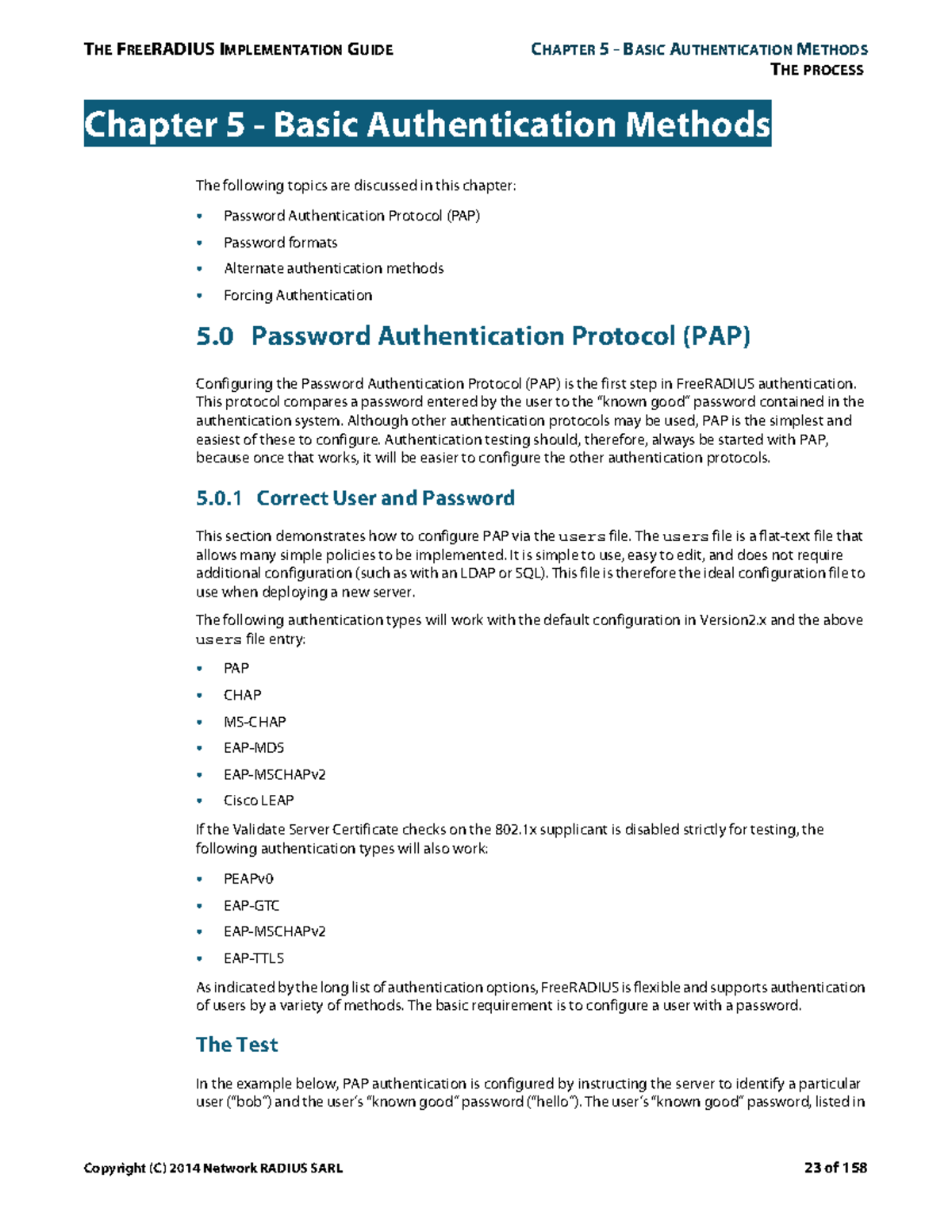 Free Radius-Implementation-Ch5 - THE PROCESS Chapter 5 - Basic Authentication Methods The ...