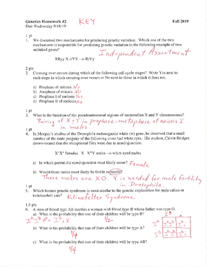 Exam3 practice with key - Genetics Exam #3, Practice. All questions 5 ...