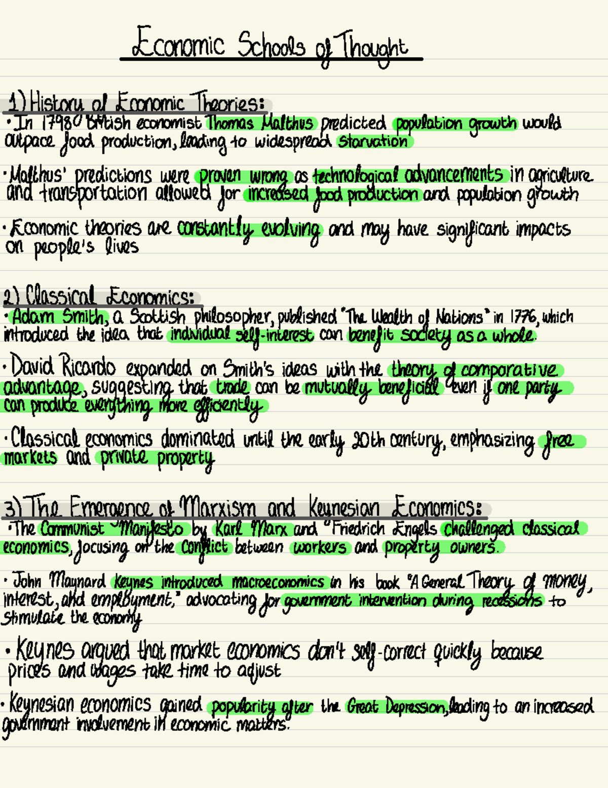 Economics School of Thought - Economic Schools ofThought 1) History of ...