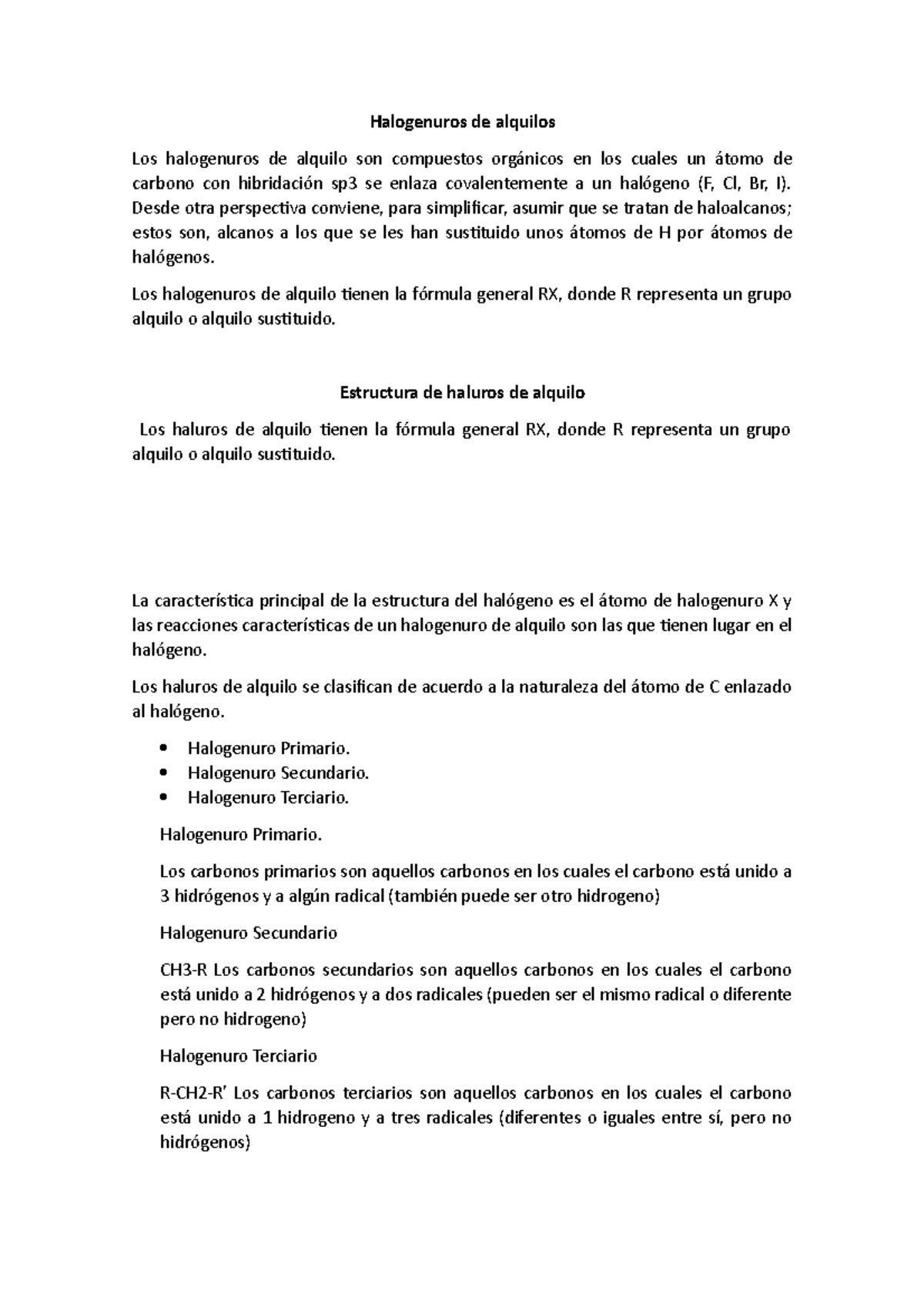 Estructura general halogenuros de alquilos - Halogenuros de alquilos ...