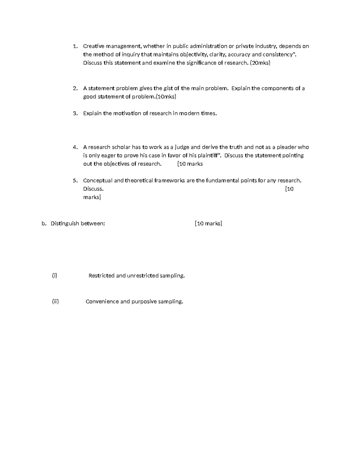 Sample RM Qs - Creative management, whether in public administration or ...