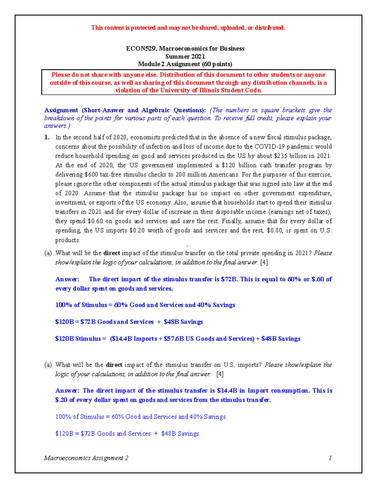 ECON529 SU2021 Module 2 Assignment CR 6 1 21 - ECON529, Macroeconomics for Business Summer 2021 ...