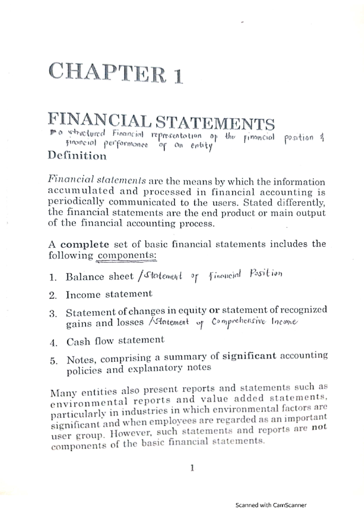 Chapter 1 Financial Statement and Sample Problems - Accountancy - Studocu