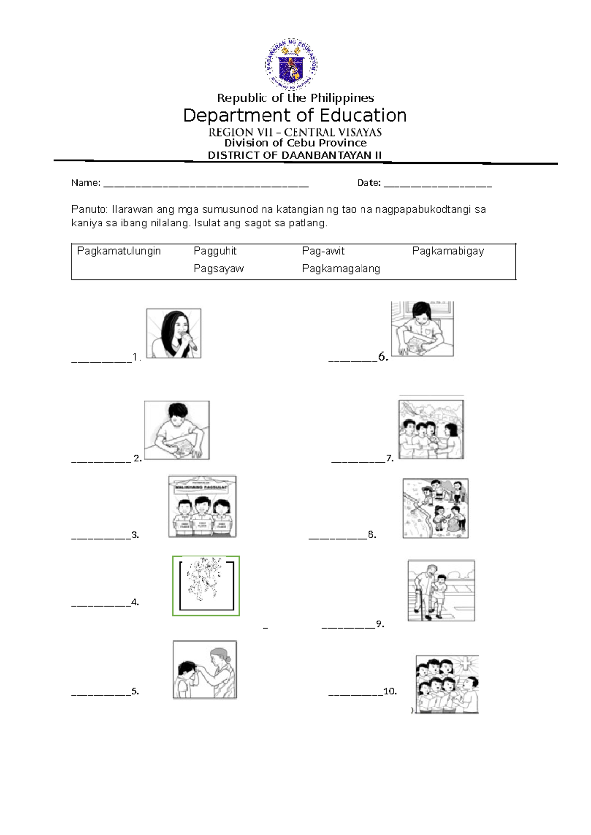 sample worksheet in gmrc that will help your work more easier and fun! - Republic of the ...
