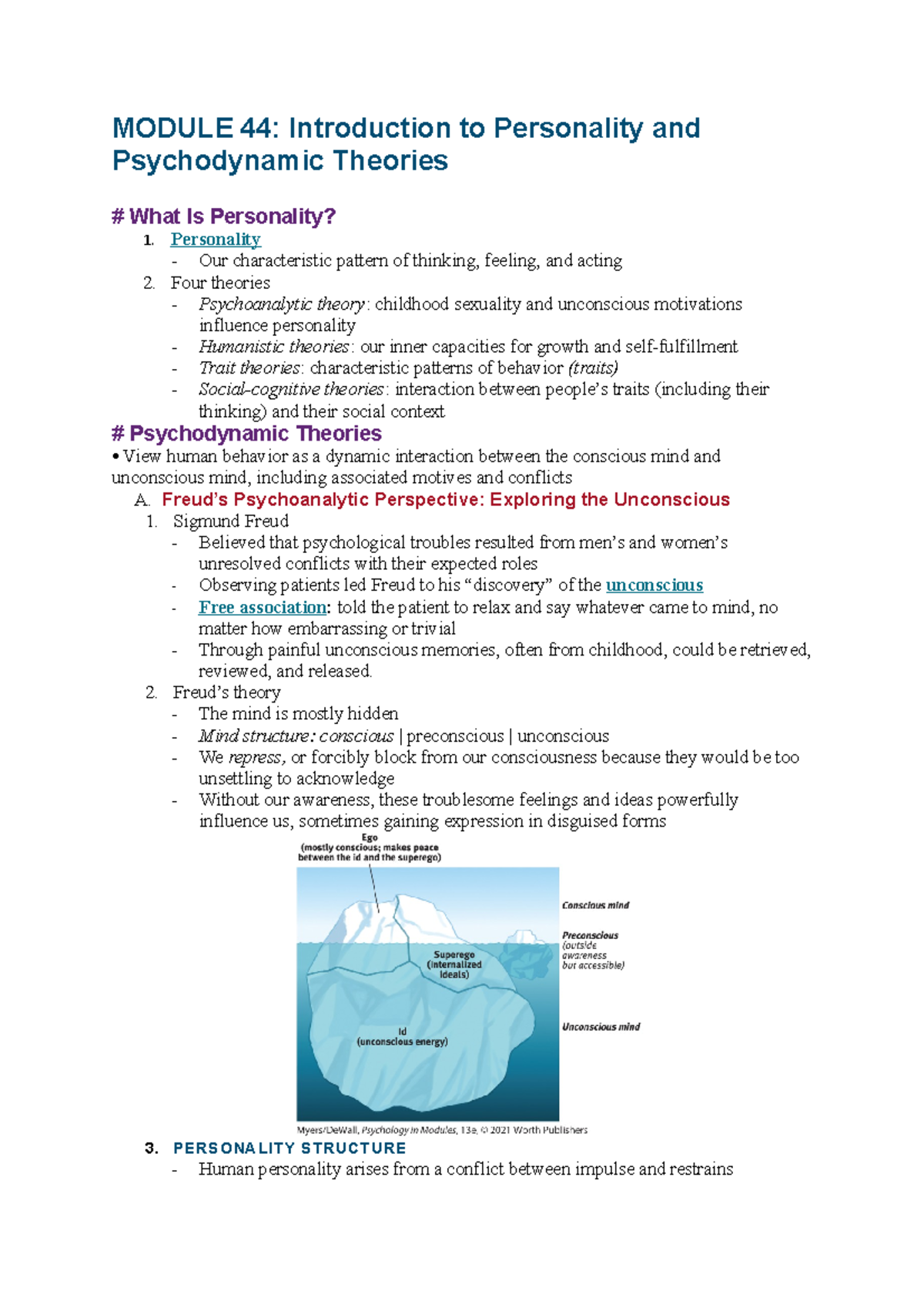 Module 44 - MODULE 44: Introduction to Personality and Psychodynamic ...