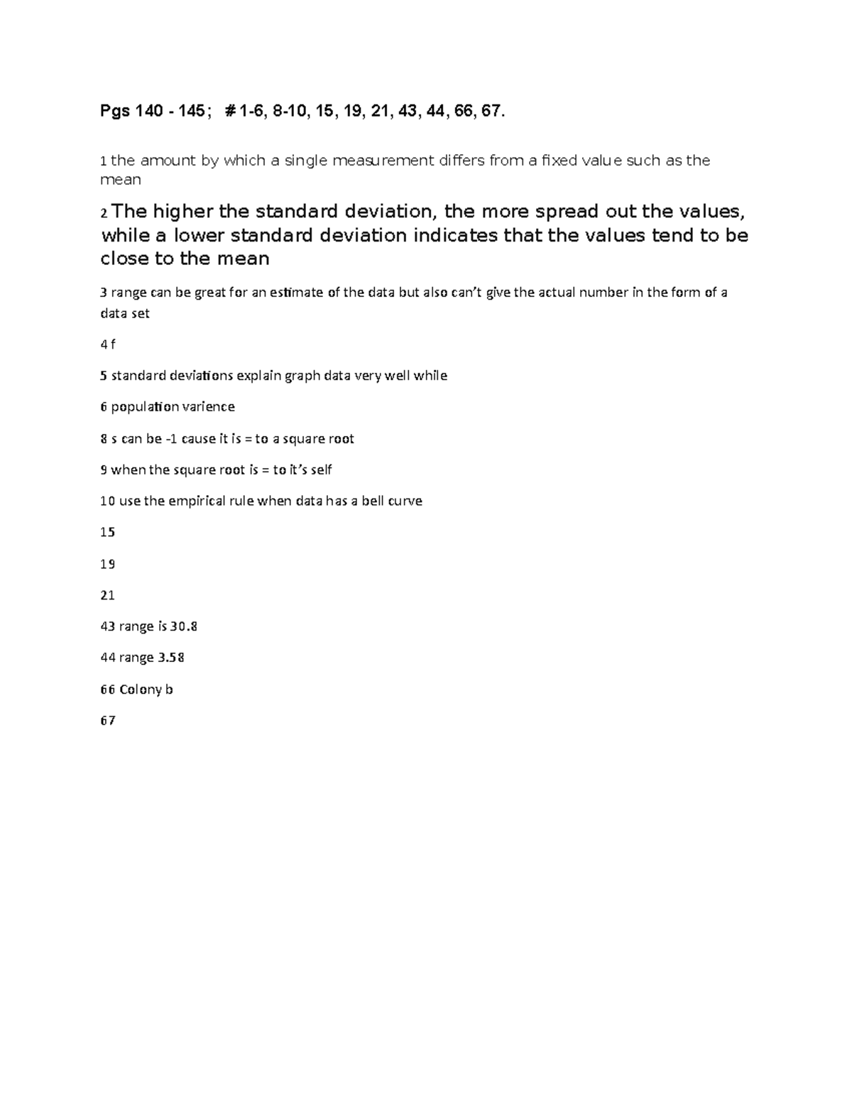 Pgs 140 - hw assignment - Pgs 140 - 145; # 1-6, 8-10, 15, 19, 21, 43 ...