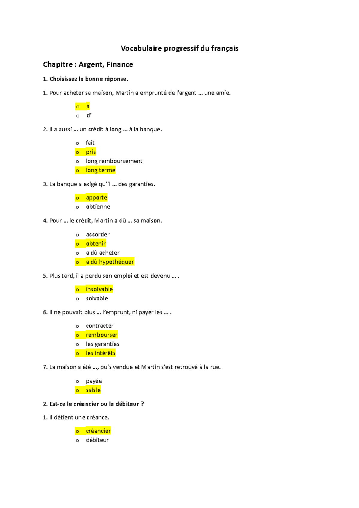Vocabulaire progressif du français argent et finance - Vocabulaire ...
