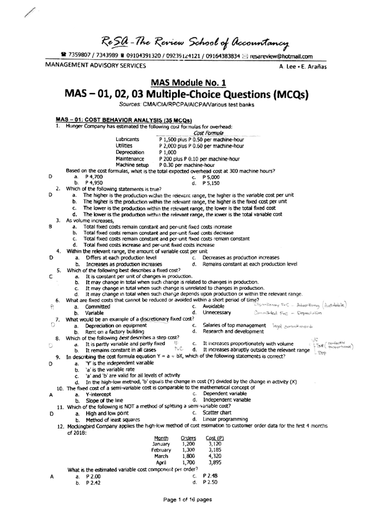 MAS-Module-01 - Exam - Accountancy - Studocu
