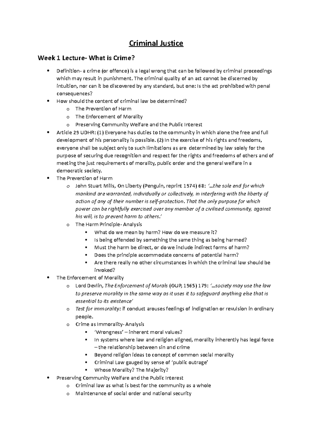 Criminal Justice - Notes - Criminal Justice Week 1 Lecture- What is ...
