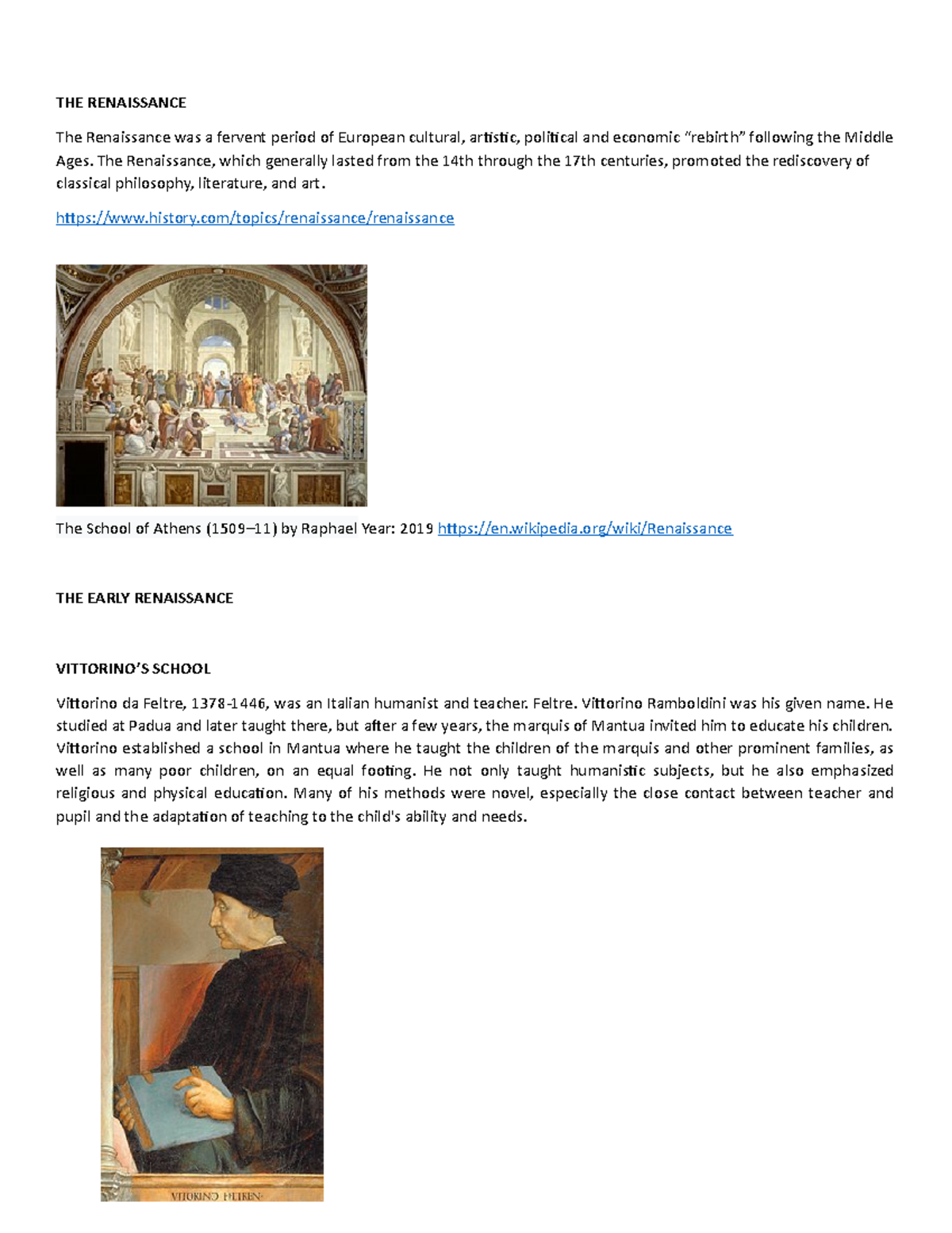 ART Appreciation PETA - ASS. - THE RENAISSANCE The Renaissance was a ...