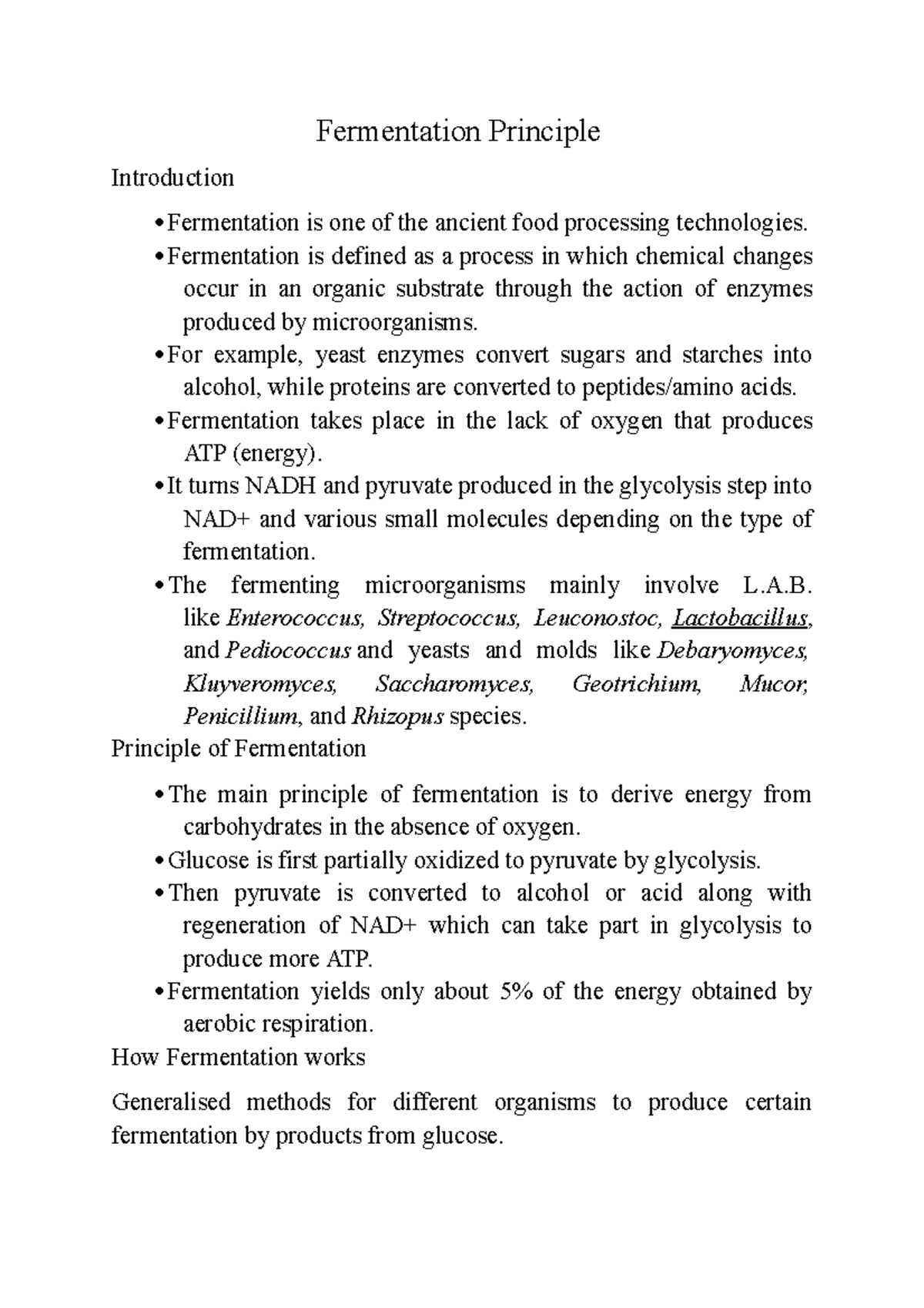 Fermentation Principle - Fermentation Principle Introduction ...