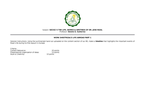 Padua, Emilio Joshua R. - BSA 3rd Year (WORK Sheet ON Rizal'S Literary ...