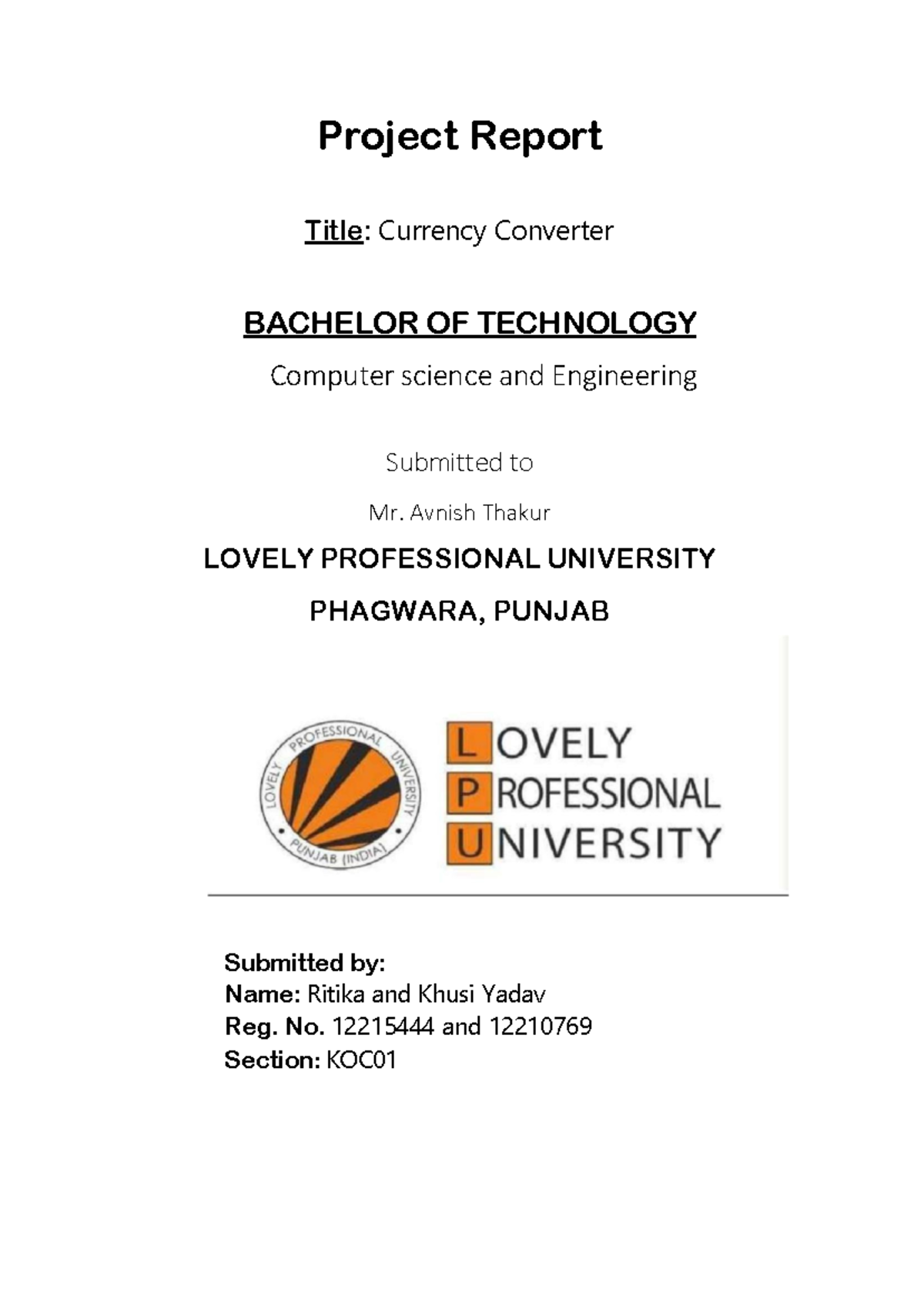 Python project report format - Project Report Title: Currency Converter ...