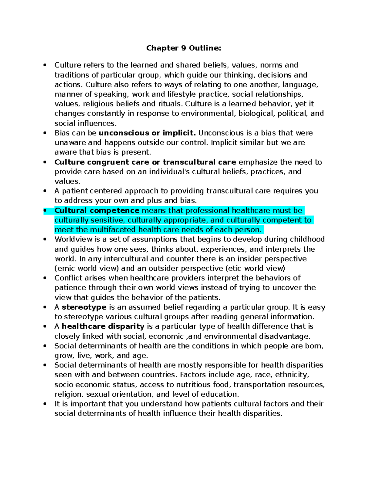 Chapter 9 Outline - Chapter 9 Outline: Culture refers to the learned ...