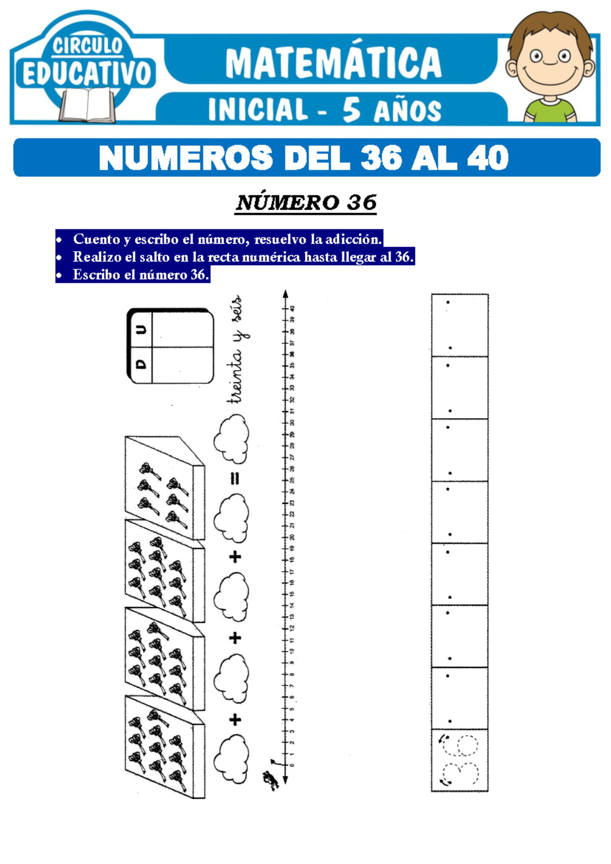 Numeros del 36 al 40 para Ninos de Cinco Anos - NÚMERO 3 6 • Cuento y ...