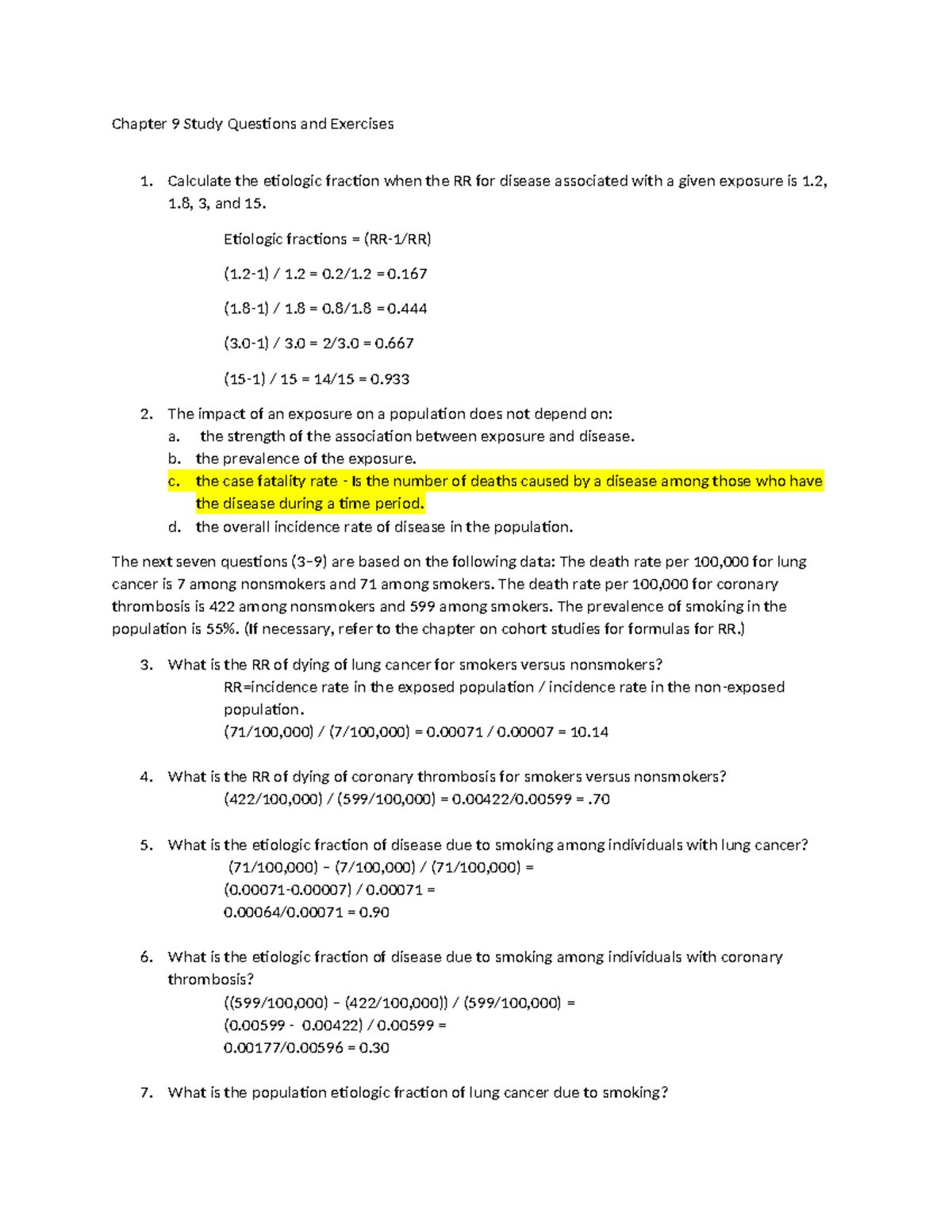 Chapter 9 Study Questions and Exercises - Chapter 9 Study Questions and ...