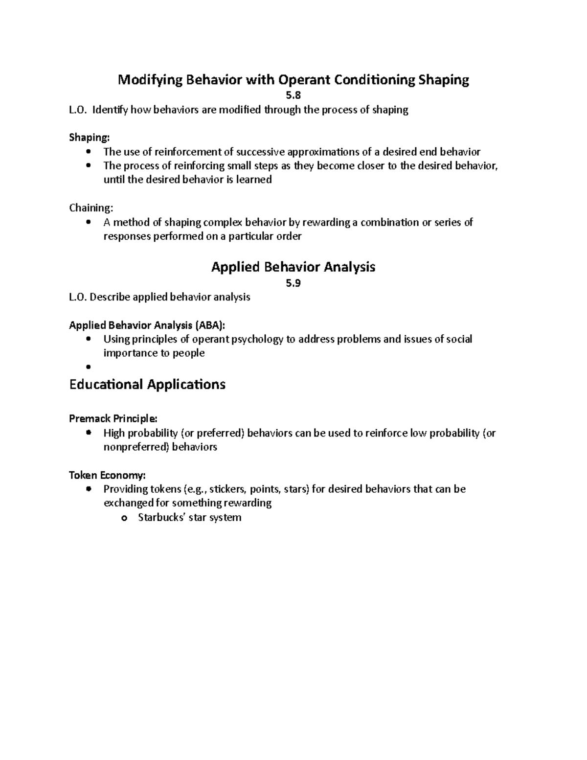 PSY 121- Chapter 5-Modifying Behavior with Operant Conditioning Shaping ...