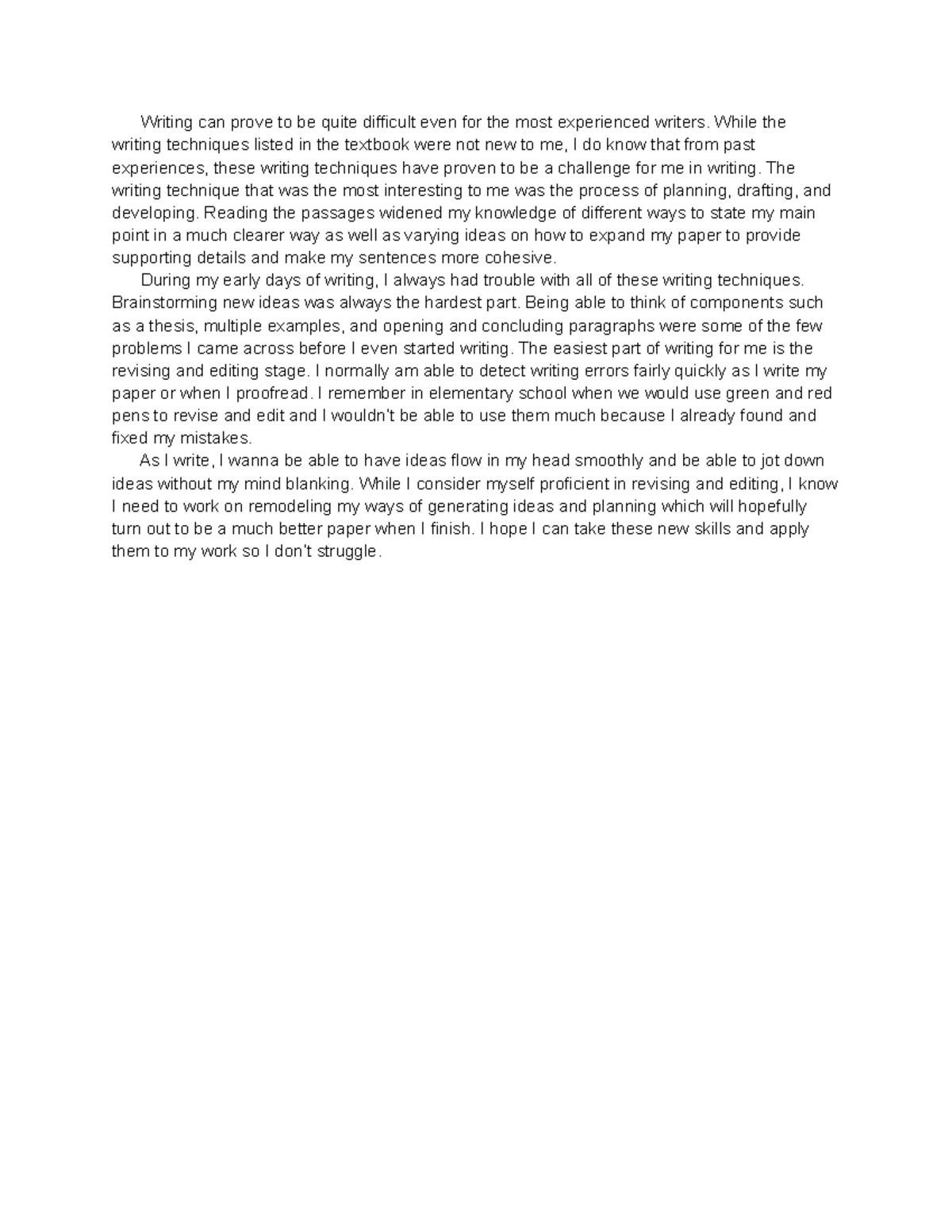 ENG 111 Reading Response 1 - Writing can prove to be quite difficult ...