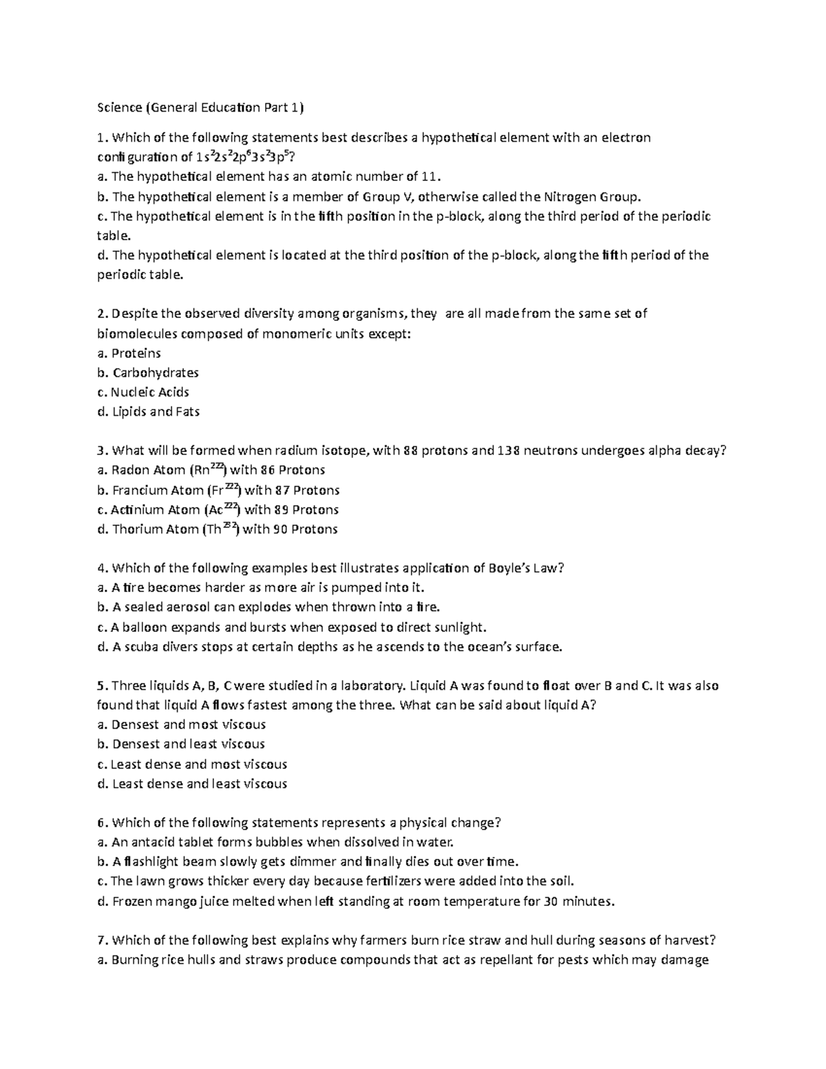 Science gen let reviewer for test takers - Science (General Education ...