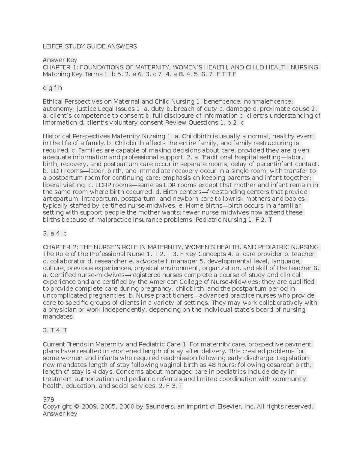 Leifer Study Guide Answers - LEIFER STUDY GUIDE ANSWERS Answer Key ...