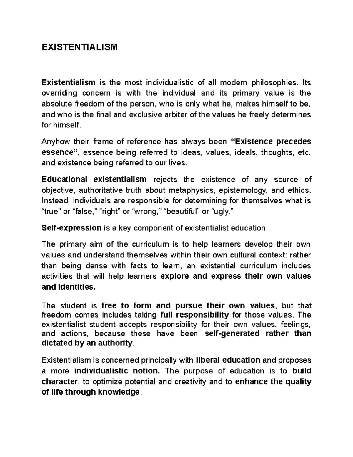 Religion - Existentialism - EXISTENTIALISM Existentialism is the most ...