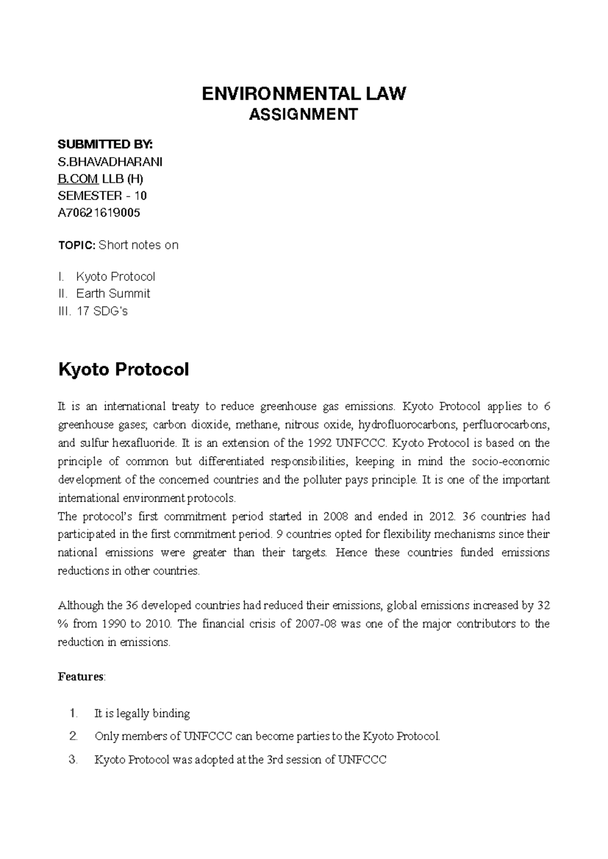 Environmental Law Assignment - ENVIRONMENTAL LAW ASSIGNMENT SUBMITTED ...