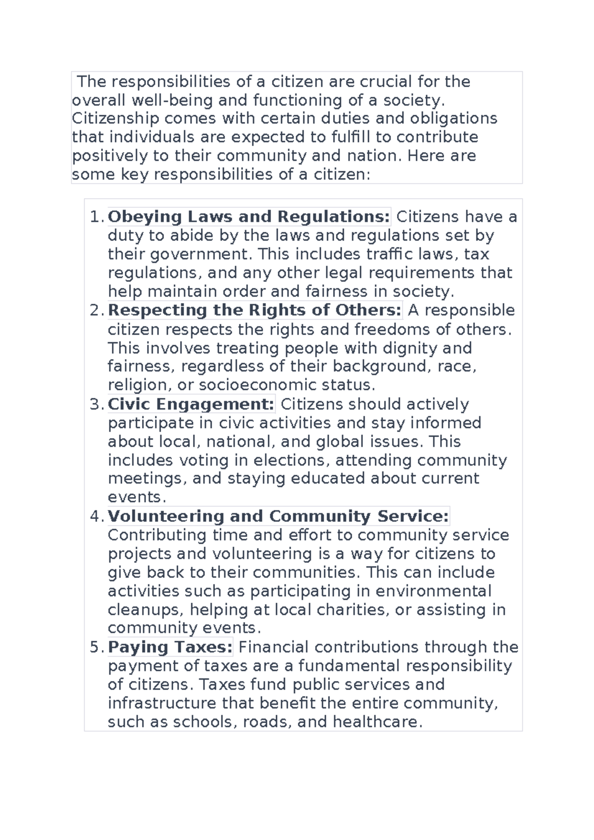 Asl - The responsibilities of a citizen are crucial for the overall ...