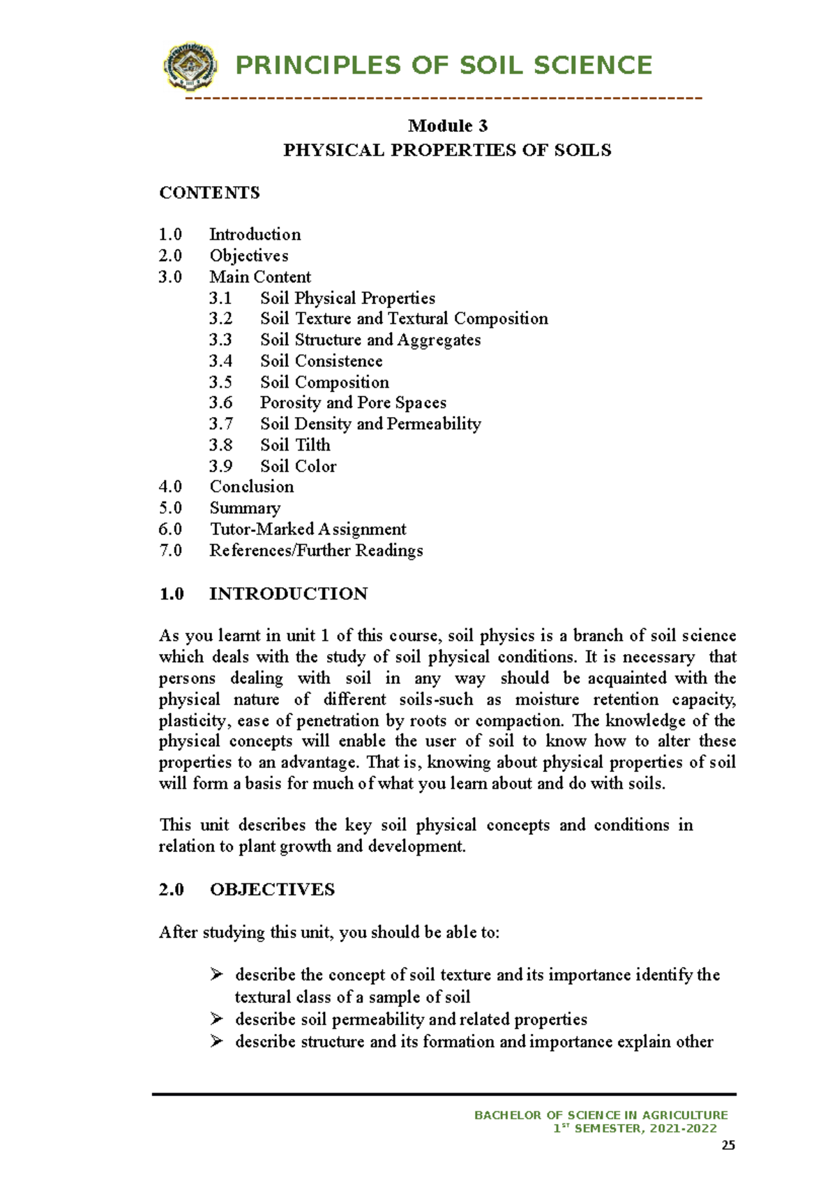 3 Lecture Module IN Physical Properties OF Soils - Module 3 PHYSICAL PROPERTIES OF SOILS ...
