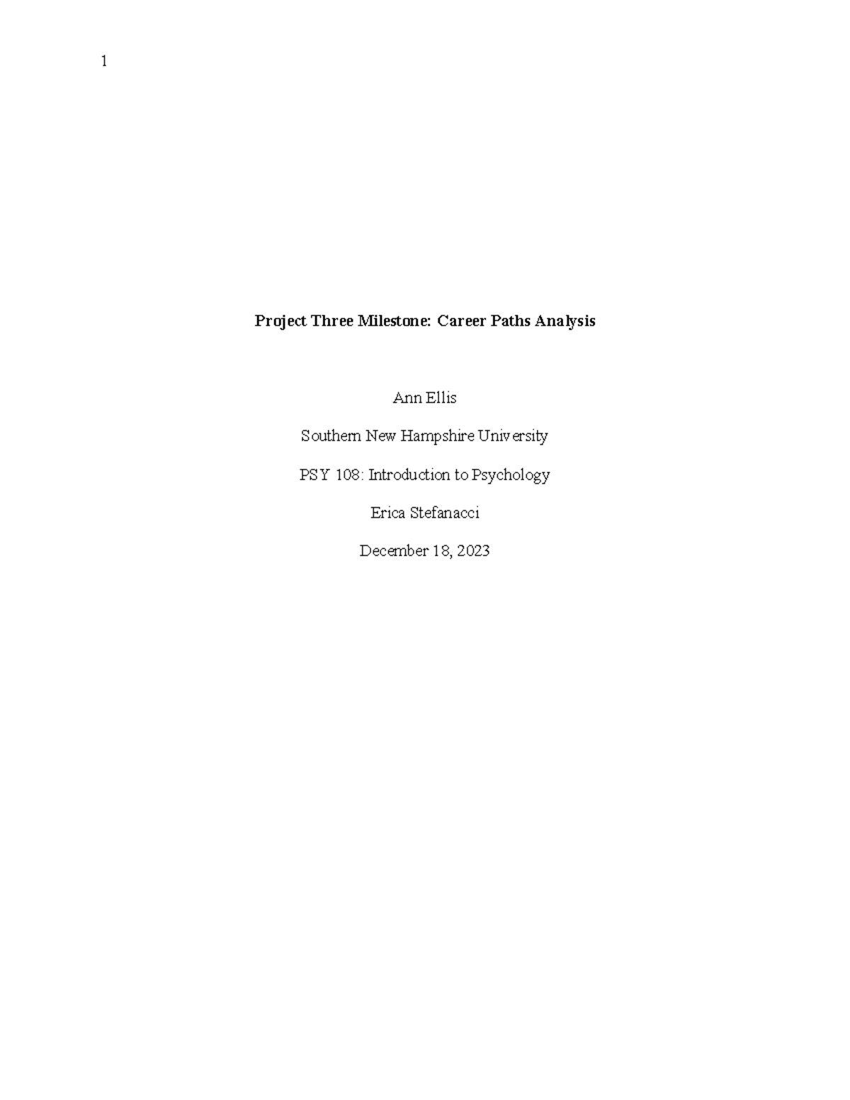 project 3 paper - Project Three Milestone: Career Paths Analysis Ann ...
