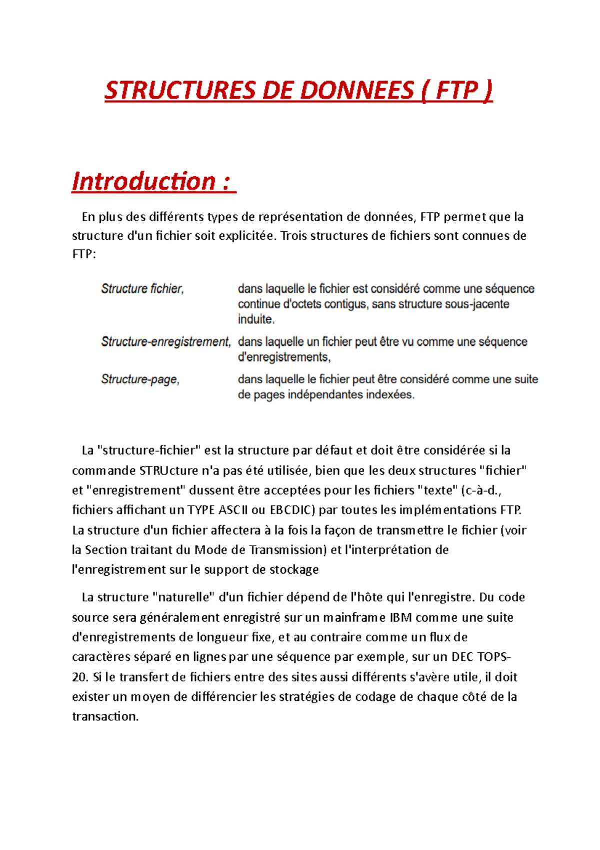 Structures Des Données ( FTP ) - STRUCTURES DE DONNEES ( FTP ...