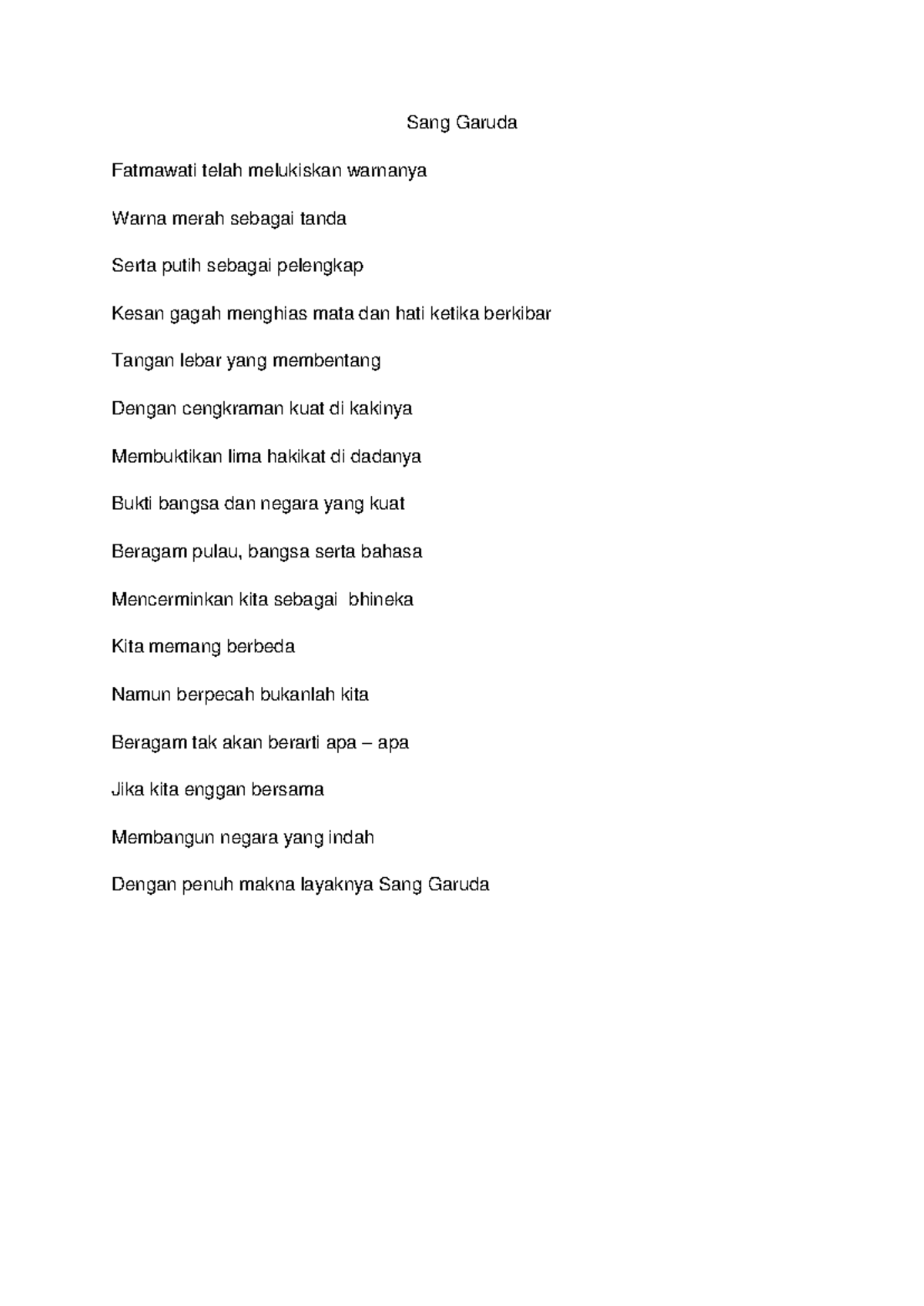 Sang Garuda - poem - Sang Garuda Fatmawati telah melukiskan warnanya ...