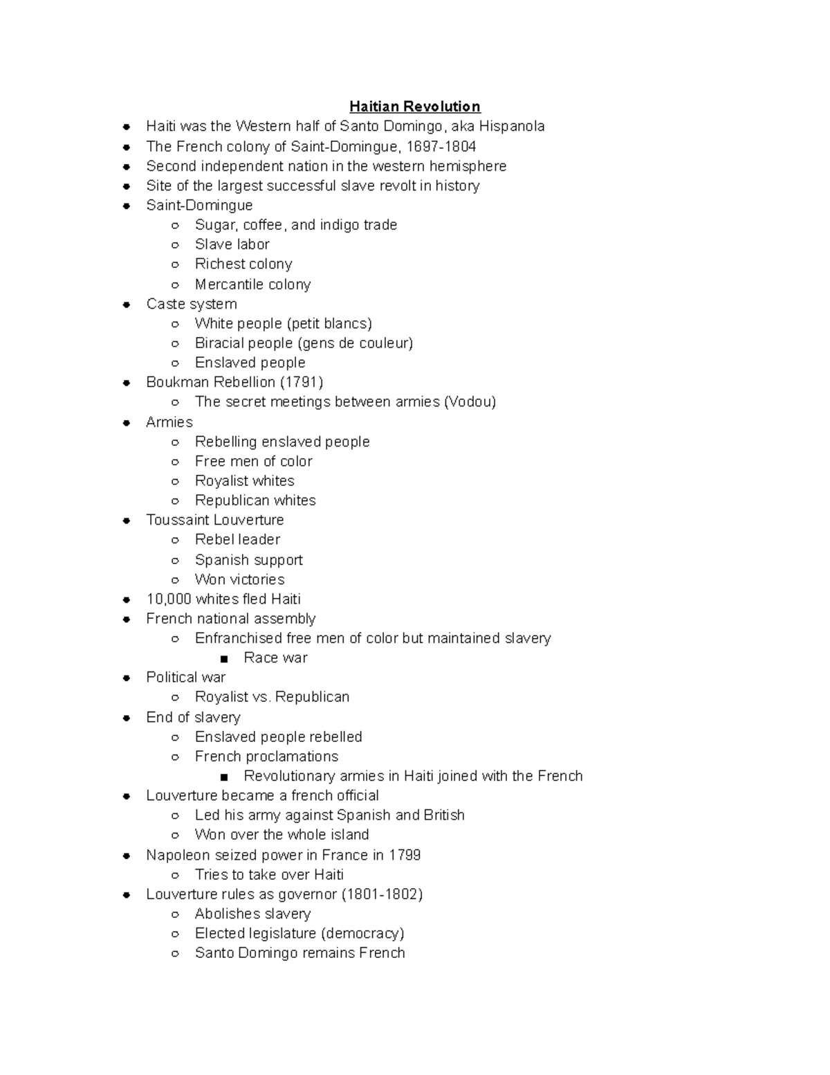 Haitian revolution - Haitian Revolution Haiti was the Western half of ...