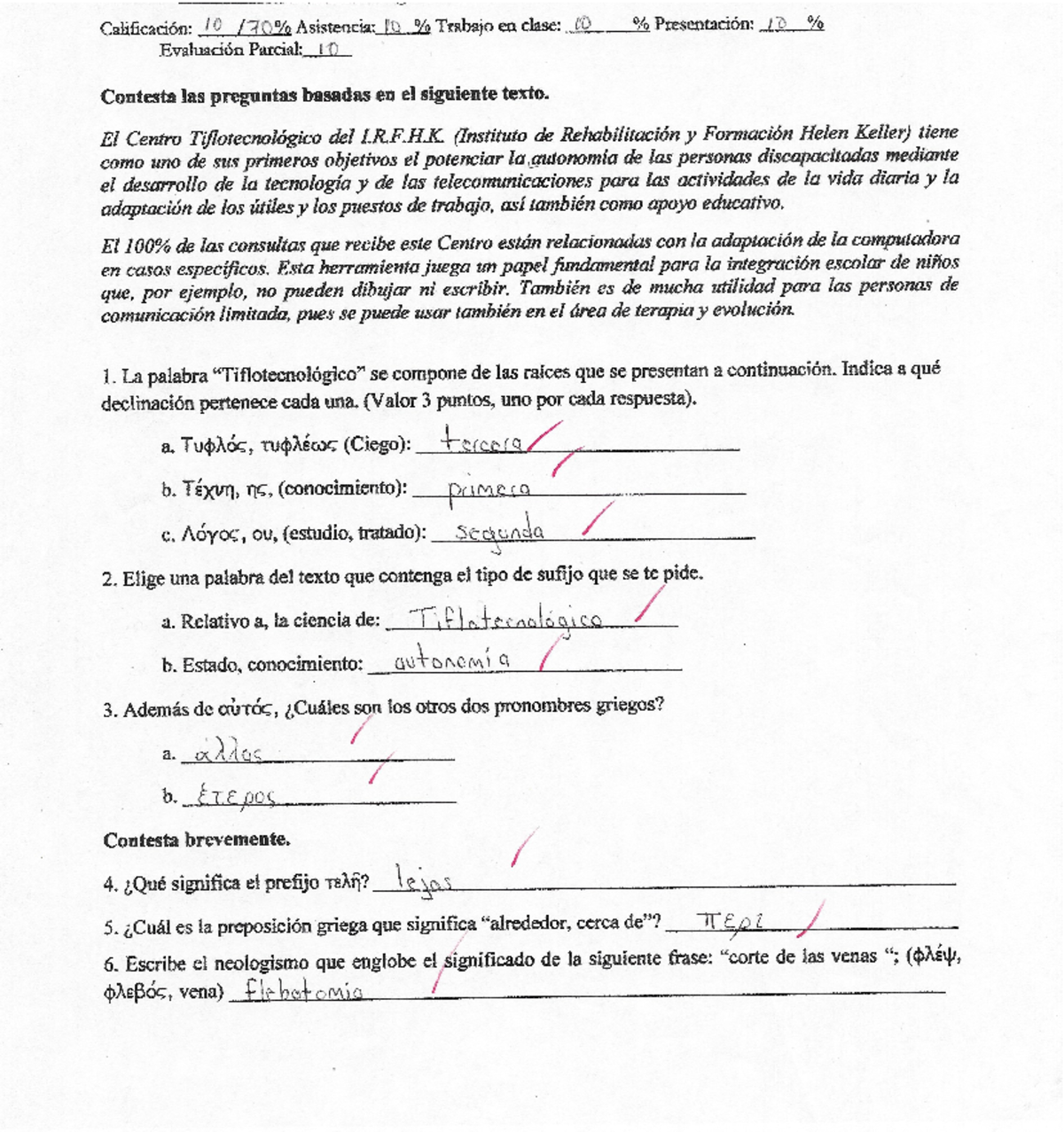 Segundo examen parcial - Etimologías Grecolatinas - Studocu