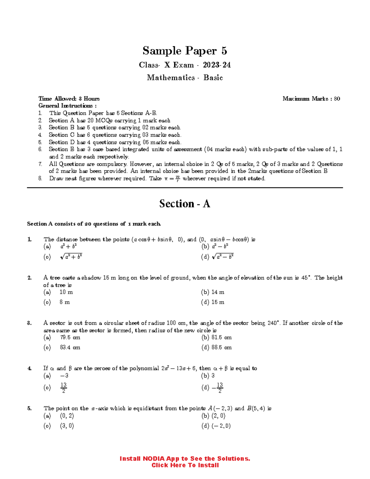 SP Maths Basic 5 Unsolved-1 - Install NODIA App to See the Solutions ...