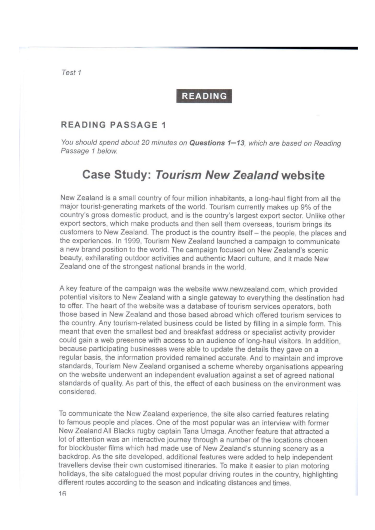 Cambridge 13 FULL Tests - Test 1 READING READING PASSAGE 1 You should ...