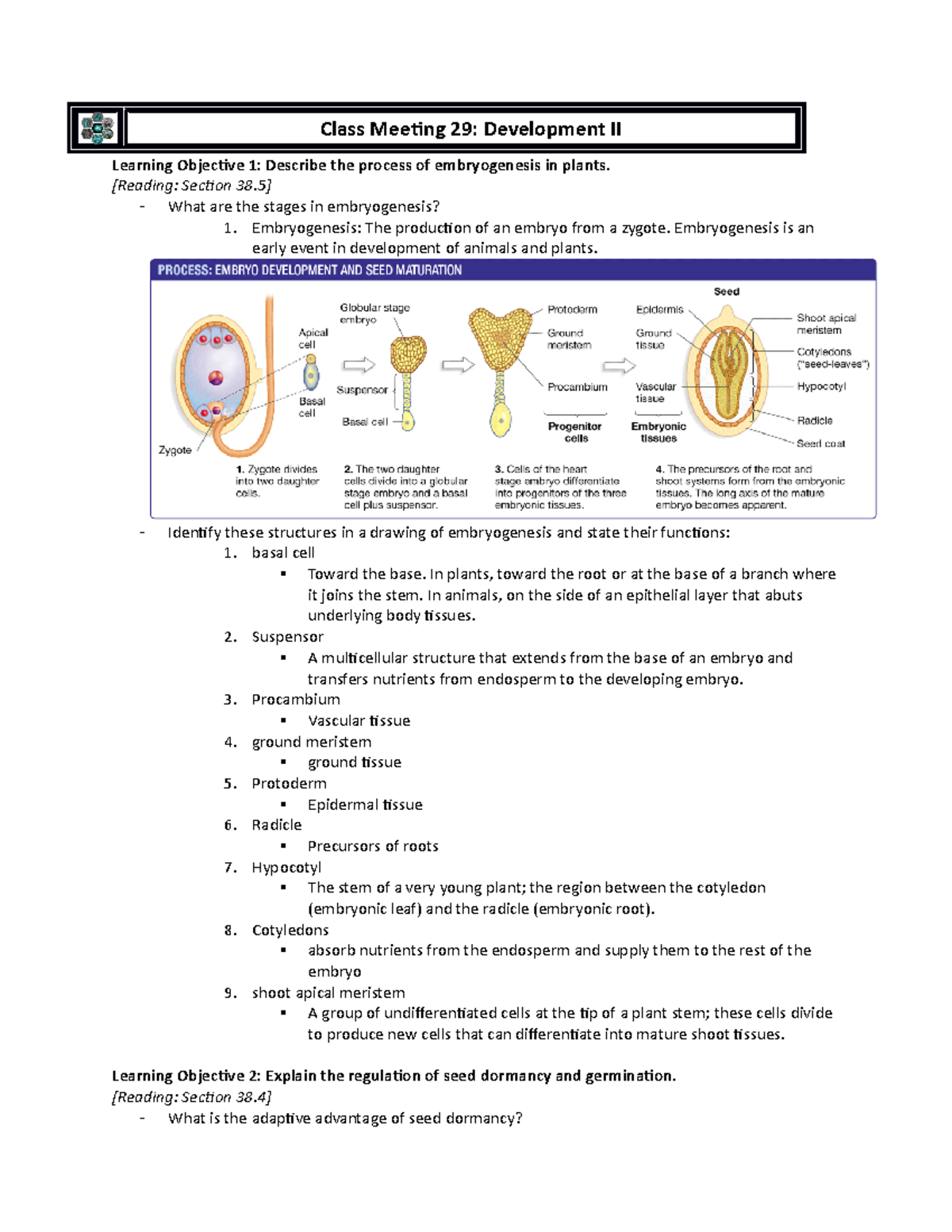 BIO 212- Class 29 Assignment - Learning Objective 1: Describe the ...