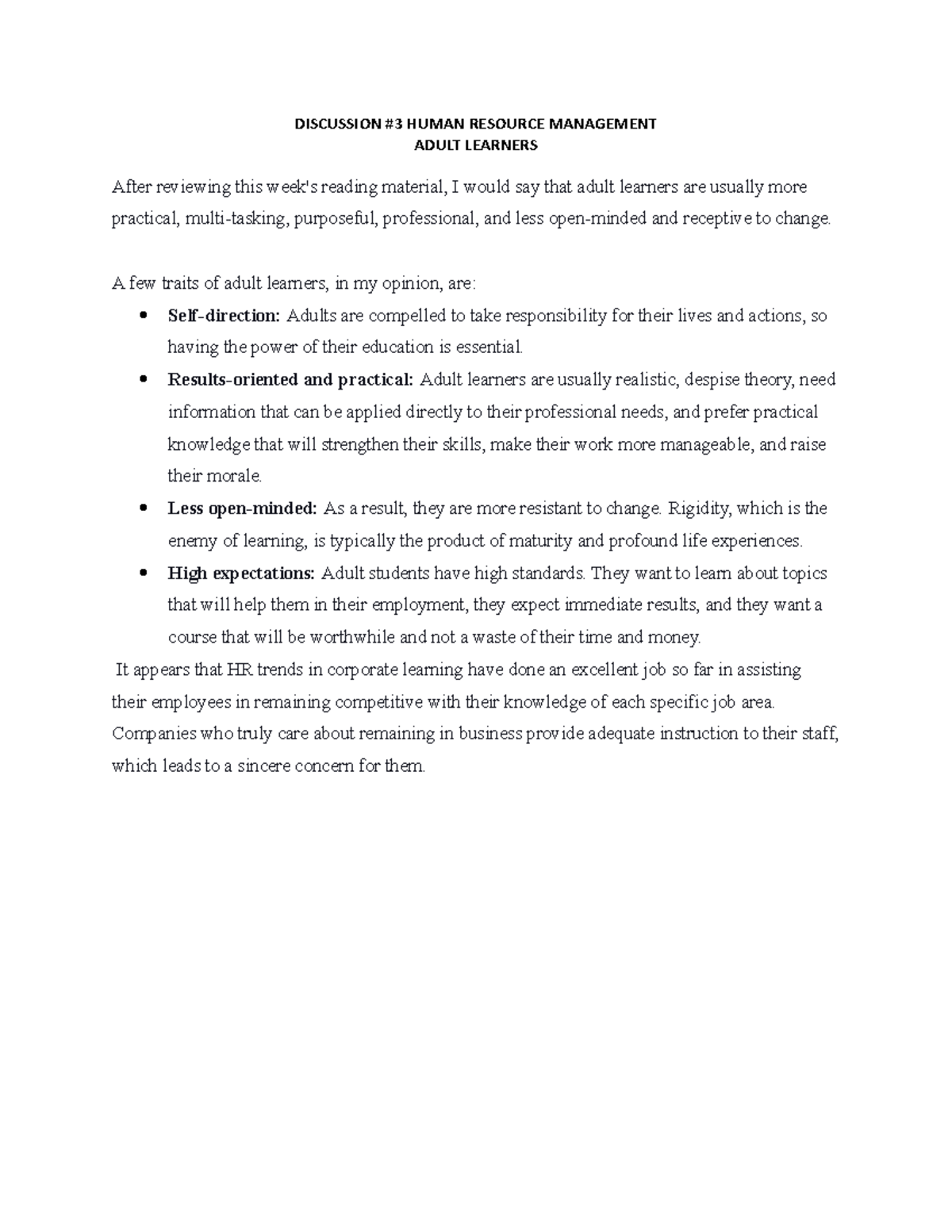 Discussion #3 Human Resource Management - DISCUSSION #3 HUMAN RESOURCE ...