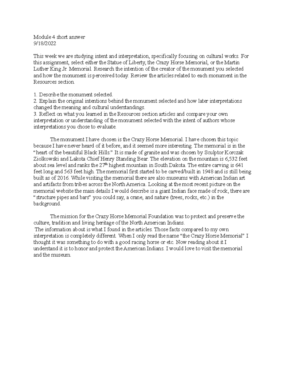 Module 4 short answer - Module 4 short answer 9/18/ This week we are ...