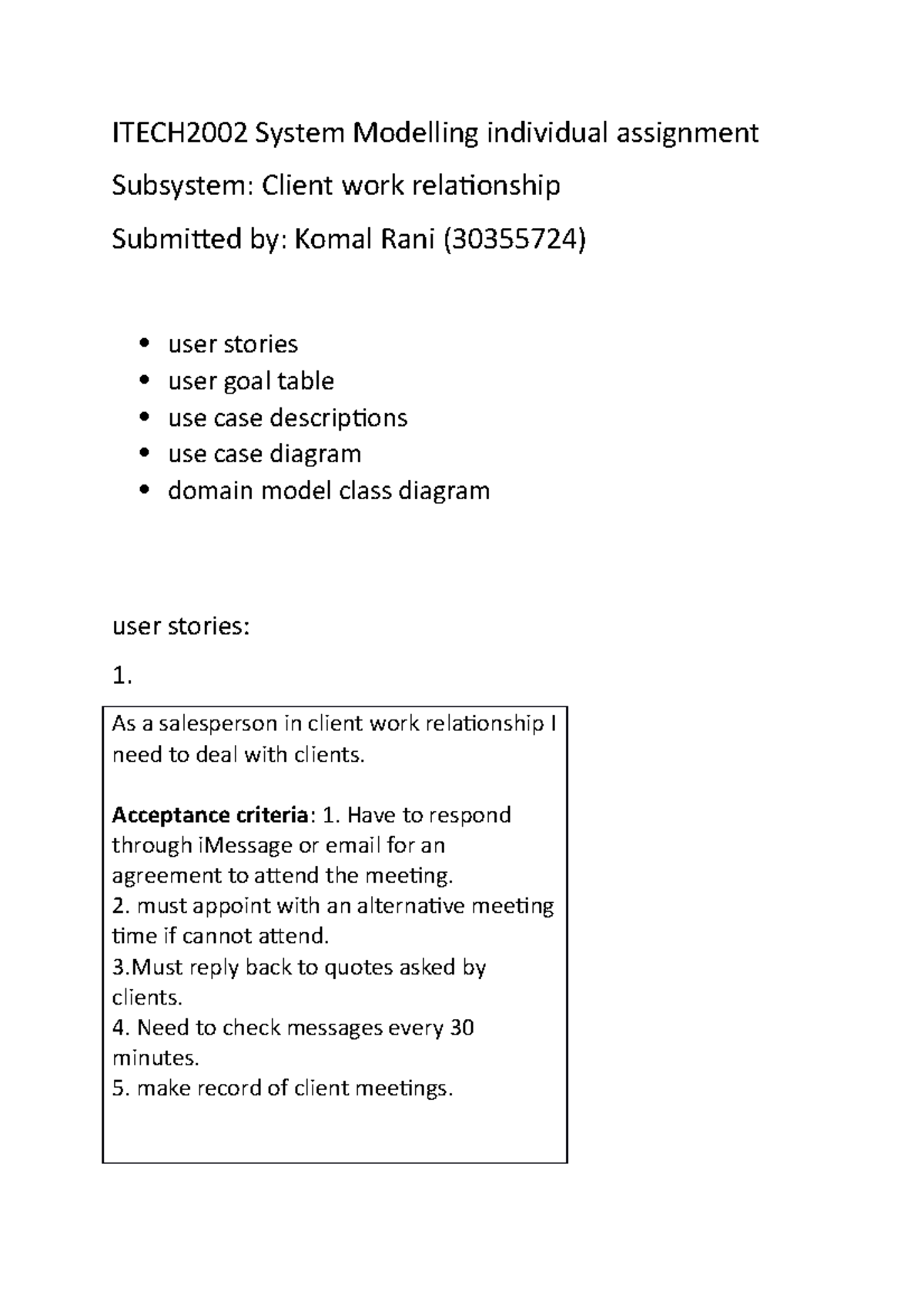 Itech2002 System Modelling Individual Assignment Itech2002 System Modelling Individual