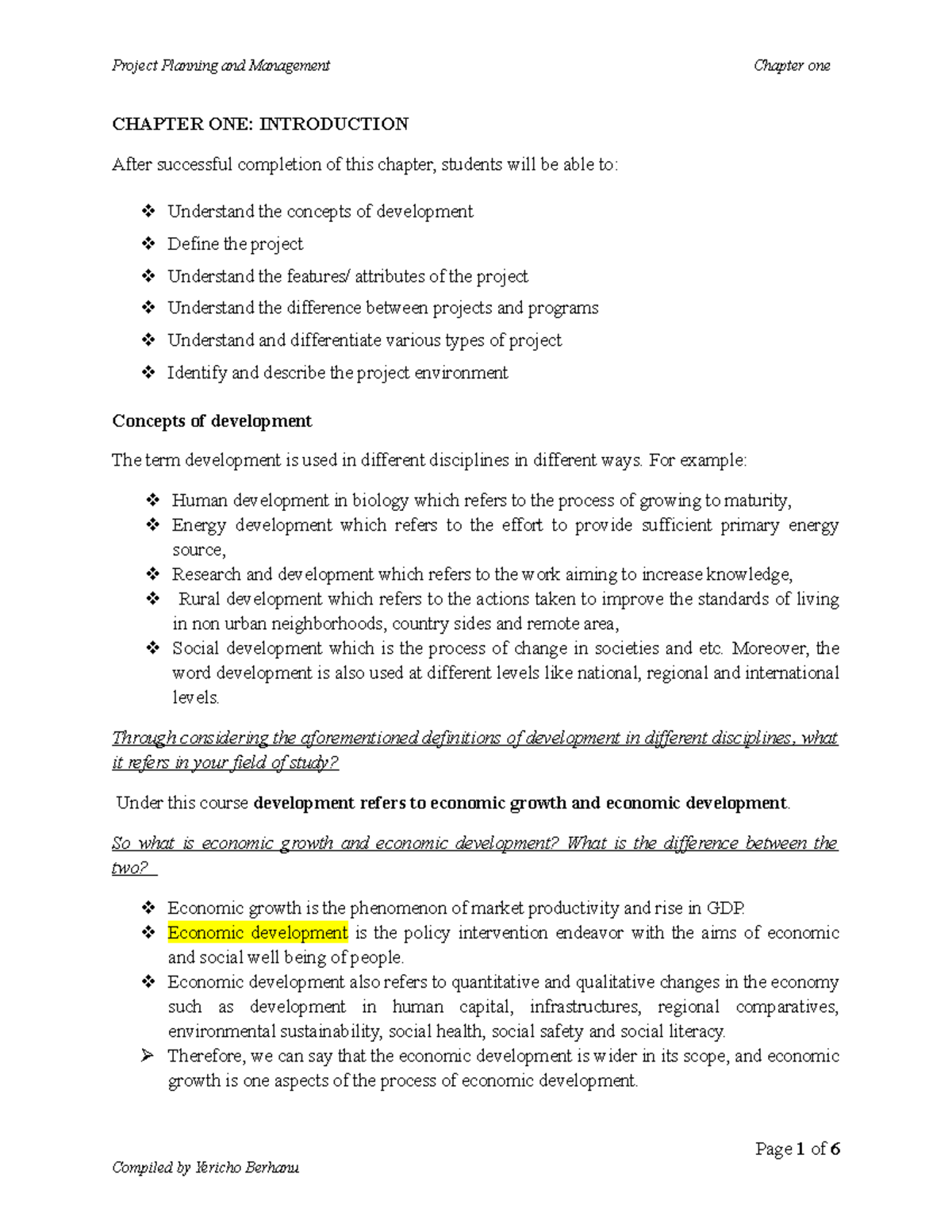 Ch 1 PPM - project planning and management - CHAPTER ONE: INTRODUCTION ...