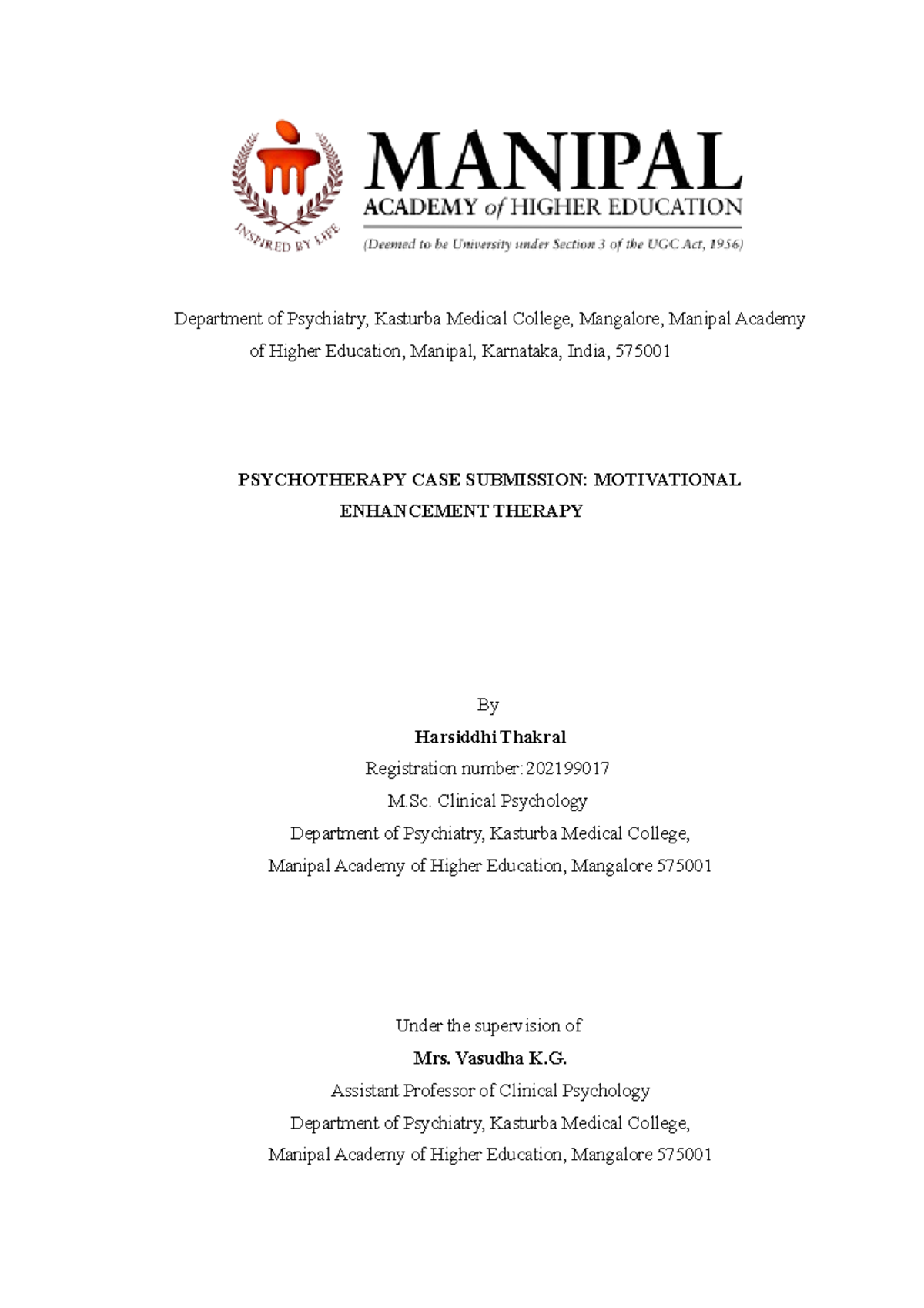 202199017 case - Department of Psychiatry, Kasturba Medical College ...