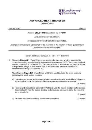 Advanced Heat Transfer Exam questions - ADVANCED HEAT TRANSFER ...