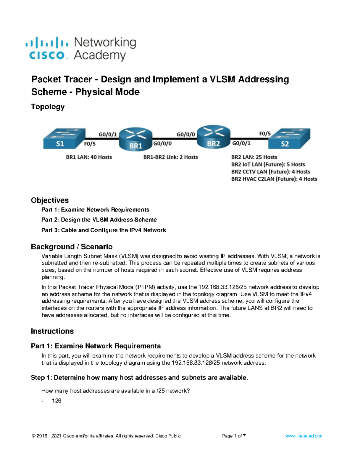 11 - ị ị ị - Packet Tracer - Design and Implement a VLSM Addressing ...