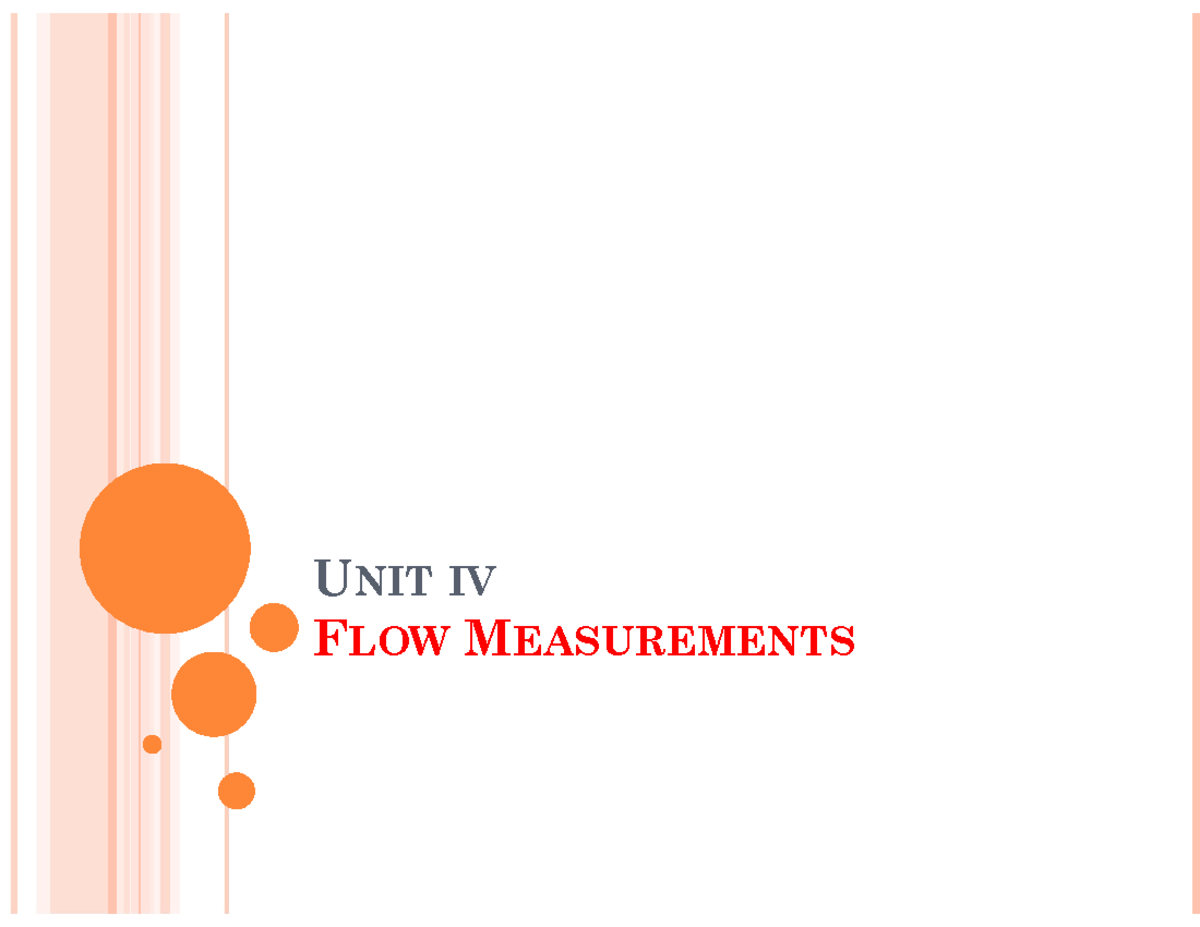 Flow measurments - fluid mechanics notes - UNIT IV FLOW MEASUREMENTS ...