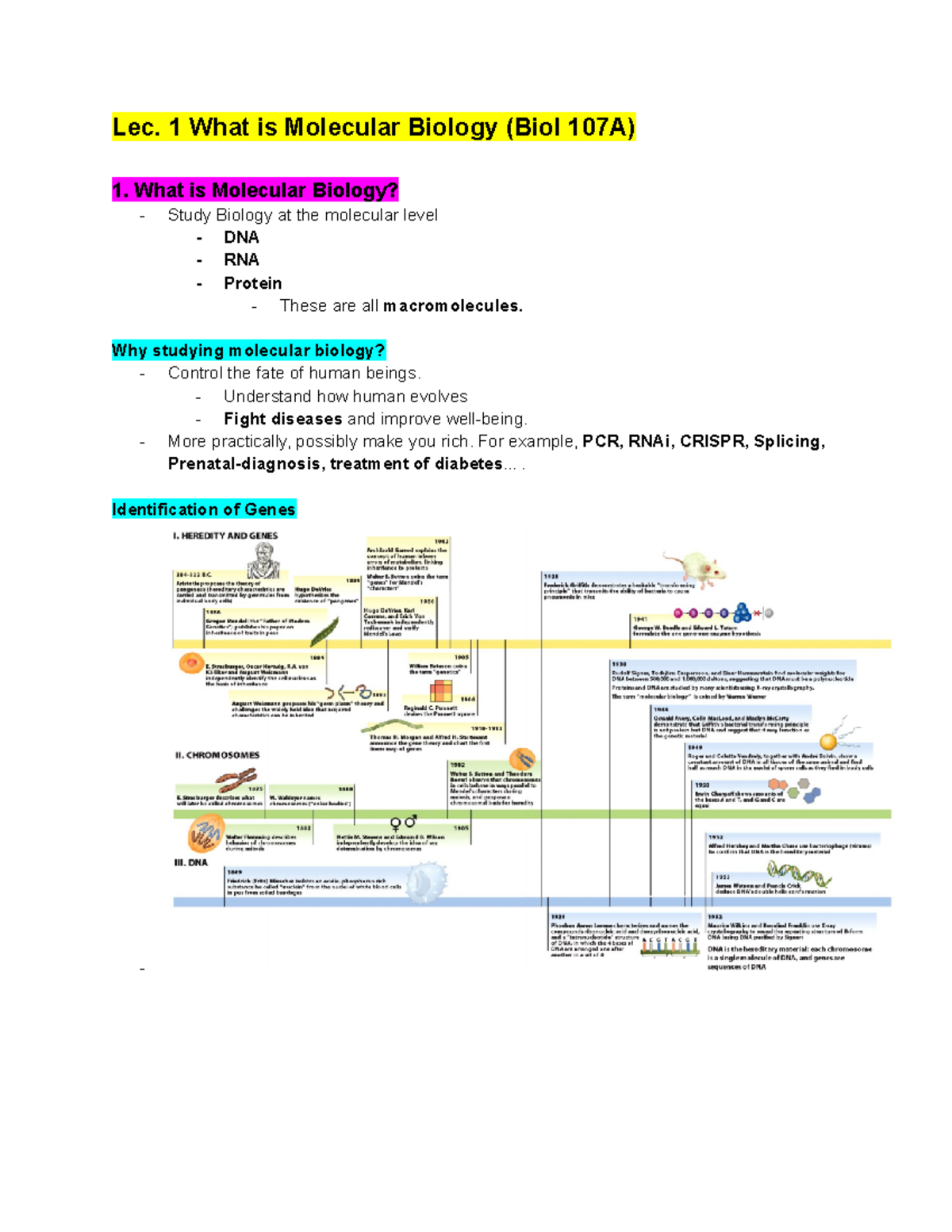Lec. 1- 11 Biol107A - Lec. 1 What is Molecular Biology (Biol 107A) 1 ...